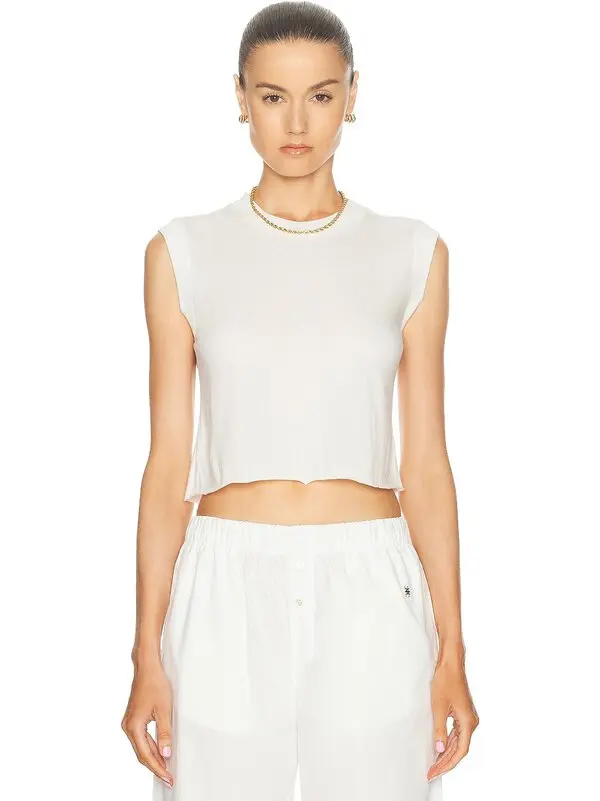 Eterne Cropped Muscle Tank Top - Ivory