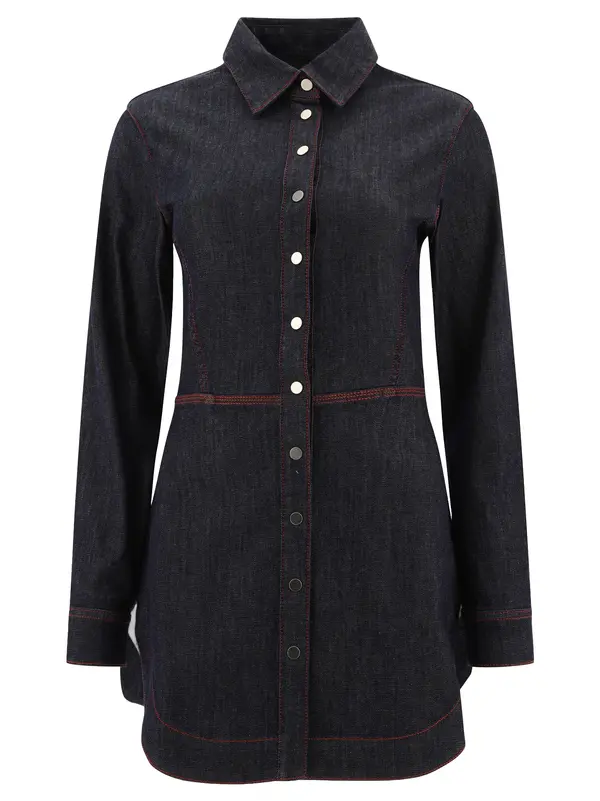 Alaïa Denim Shirt Dress - Blue