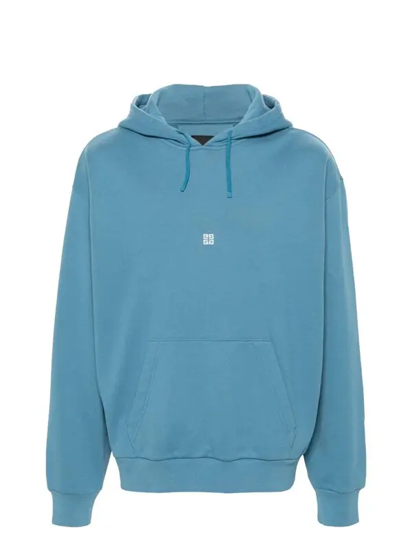 Givenchy 4g-embroidered Drawstring Hoodie - Blue