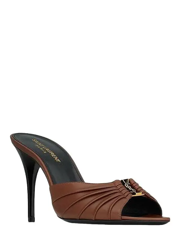 Saint Laurent Babylone Mule Sandals - Aesthetic Brown