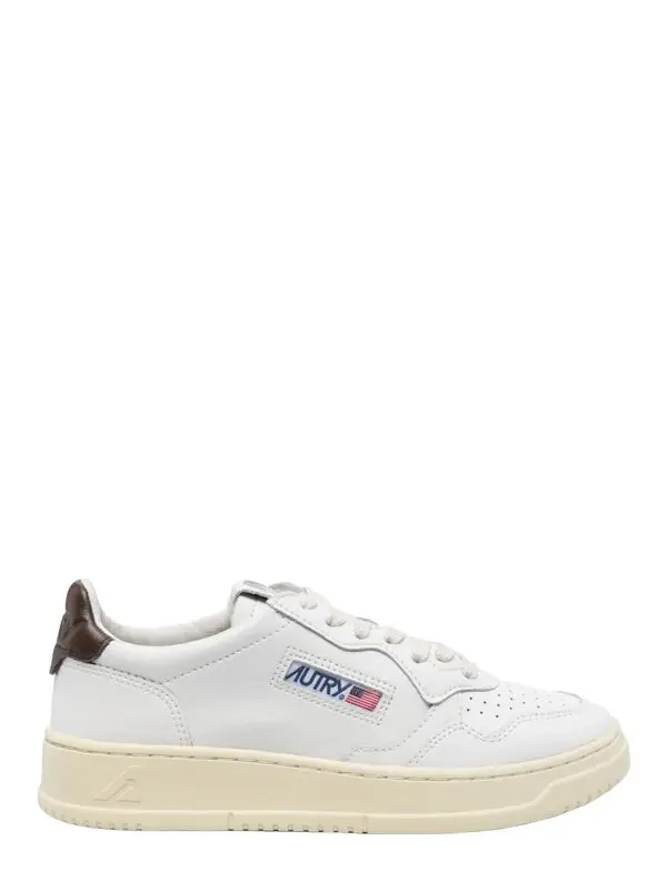 AUTRY Medalist Leather Low Tab - White/brown