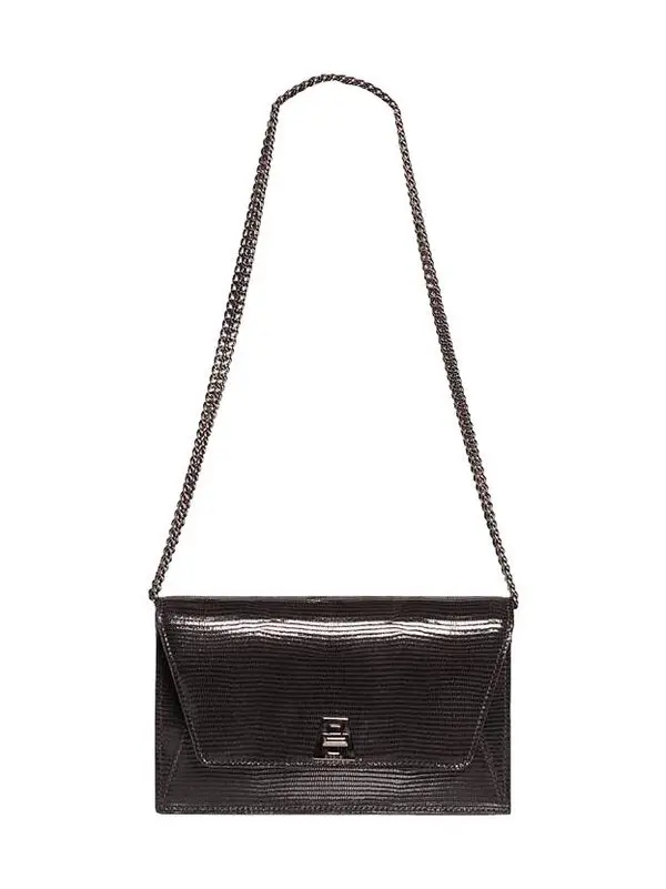 Akris Anouk Lizard Embossed Wallet On Chain - Black