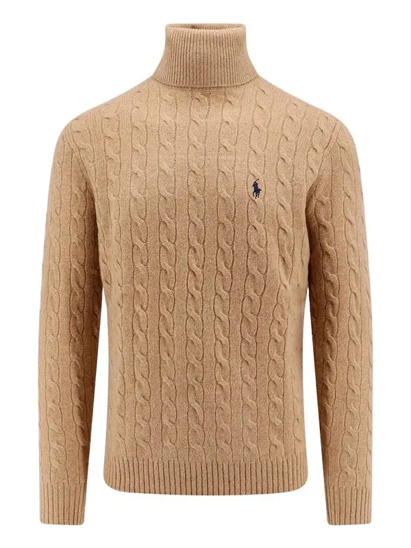 Polo Ralph Lauren Wool And Cashmere Sweater With Logo - Beige
