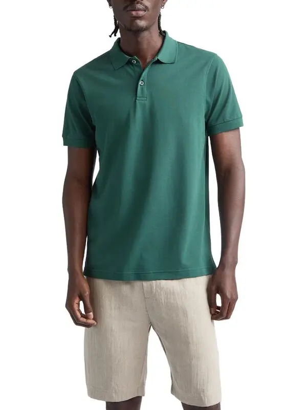 Sunspel Cotton Piqué Polo - Forest