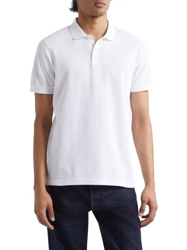 Sunspel Cotton Piqué Polo - White