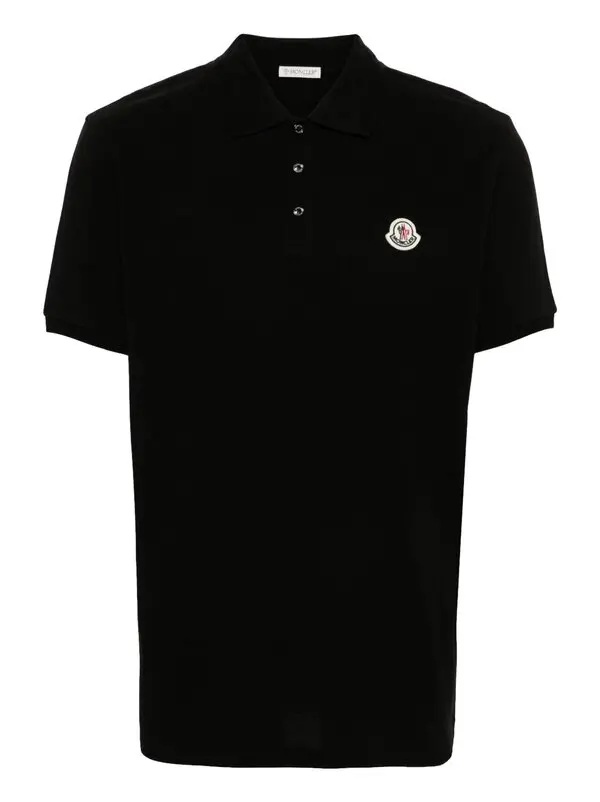 Moncler Logo-appliqué Piqué Polo Shirt - Black