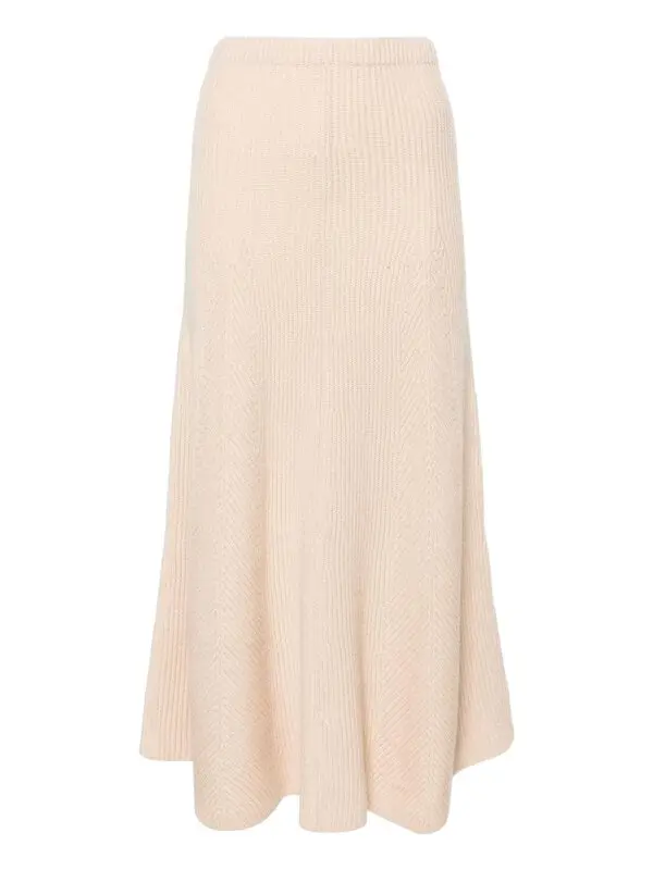 FORTE_FORTE Ribbed-knit Midi Skirt - Neutrals