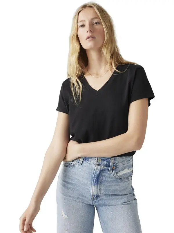 LEVI'S Boxy V-neck T-shirt - Caviar Slub