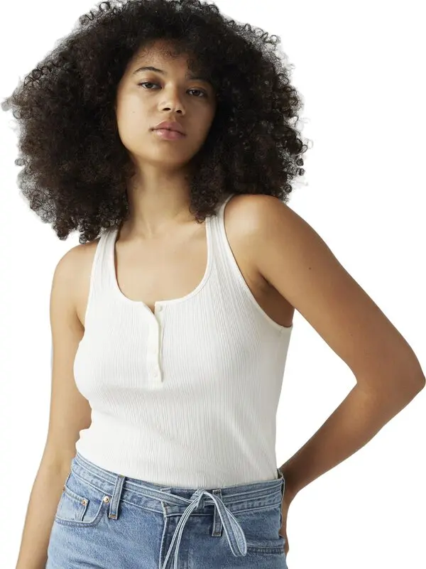 LEVI'S Ribbed Tank Top - Egret