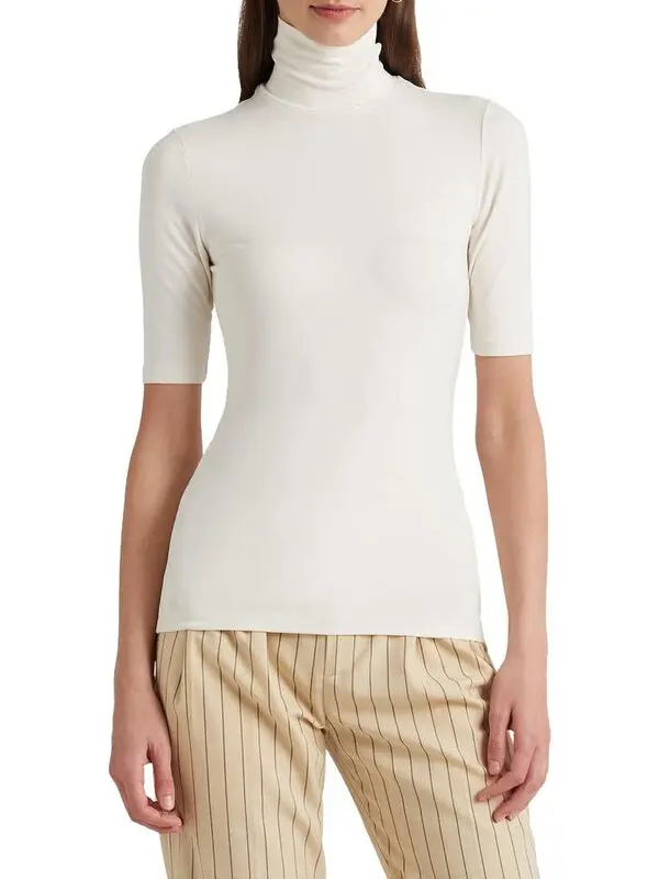 Ralph Lauren Jersey Turtleneck Top - Mascarpone Cream
