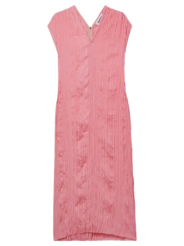 Partow Liana Plissé-satin Midi Dress - Pink