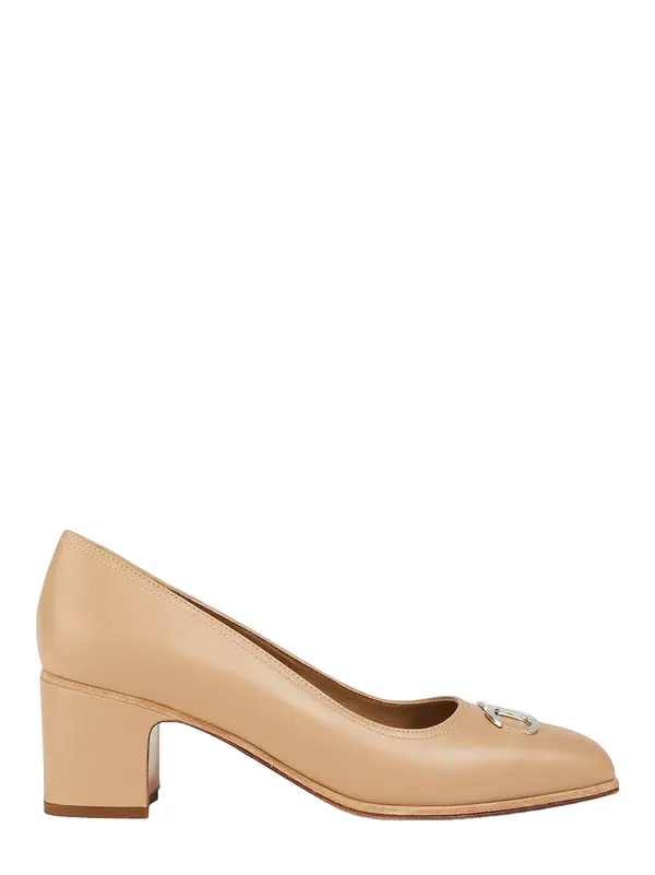 FERRAGAMO Comiso Embellished Leather Pumps - Beige