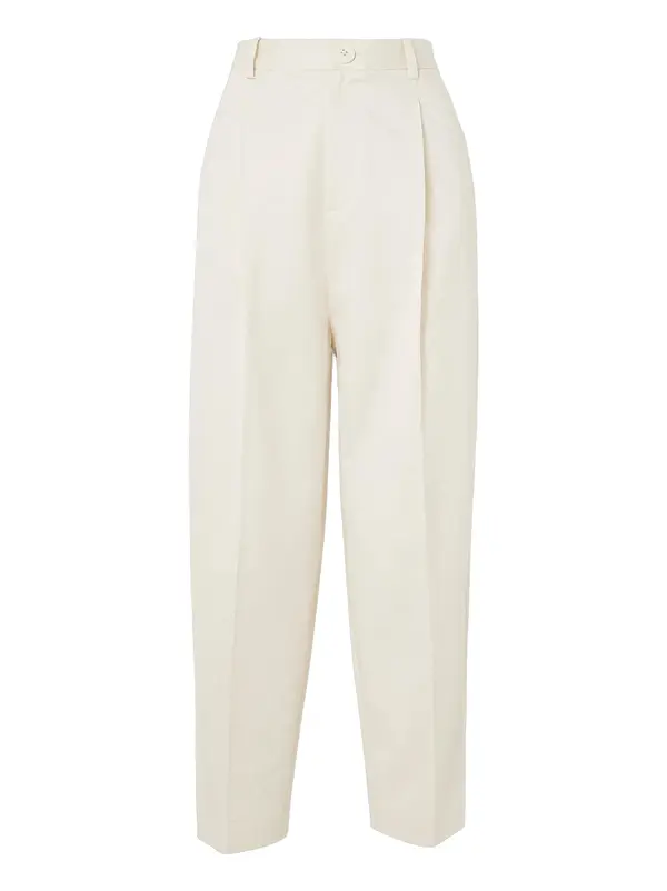Bouguessa Lee Pleated Cotton-twill Tapered Pants - Cream