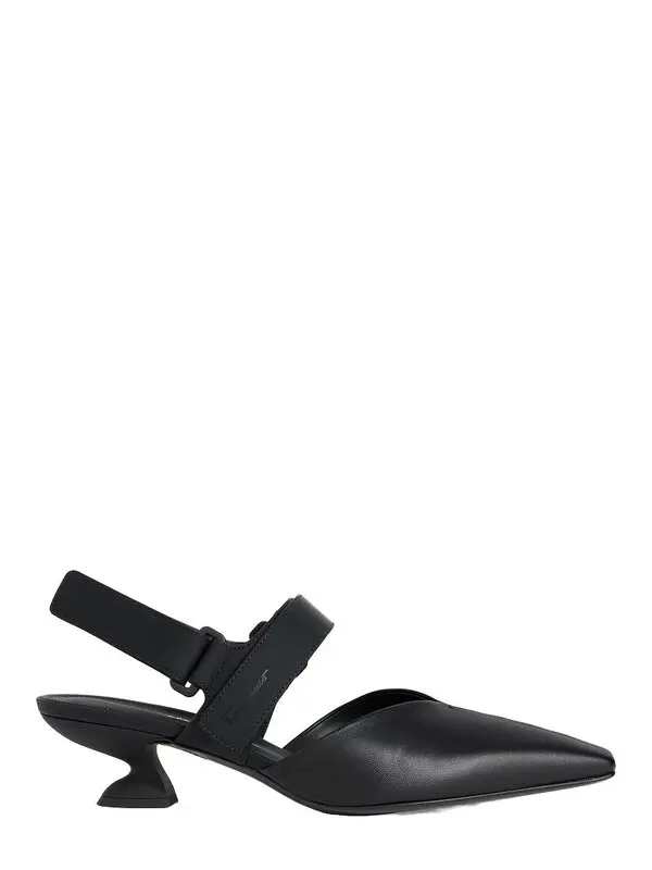FERRAGAMO Sagar 40 Leather Slingback Pumps - Black