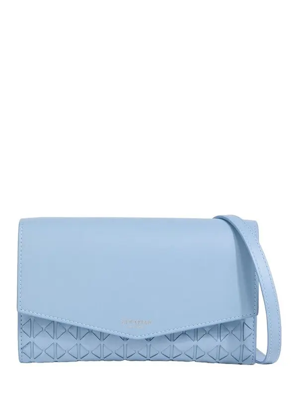 SERAPIAN Woven Leather Clutch With Adjustable Shoulder Strap - Light Blue