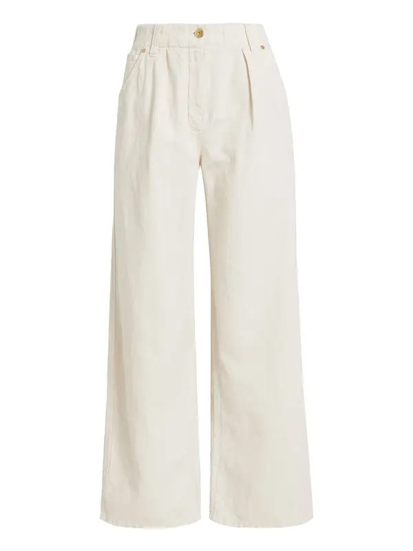 Brunello Cucinelli Pleated Wide-leg Pants - Ecru