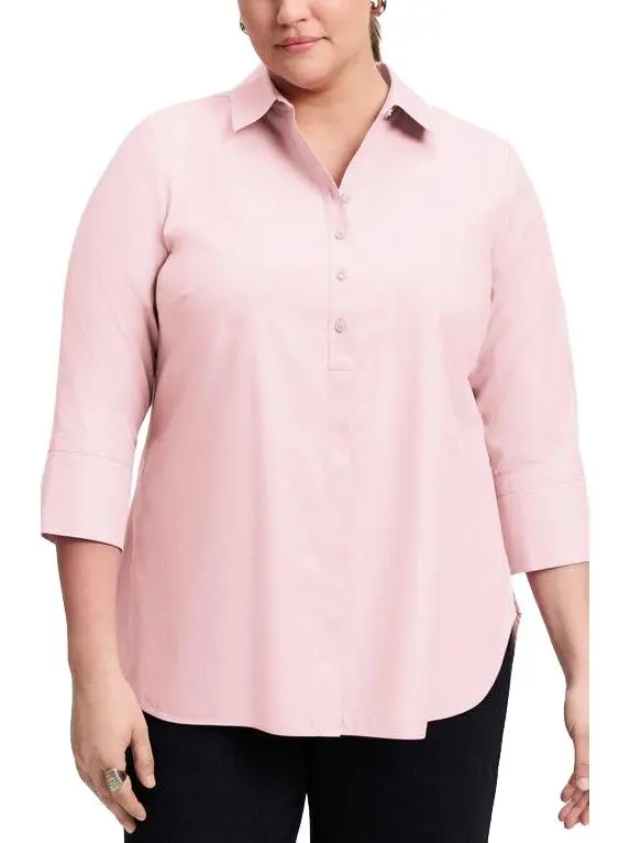 Foxcroft Madison Non-iron Three-quarter Sleeve Cotton Shirt - Chambray Pink