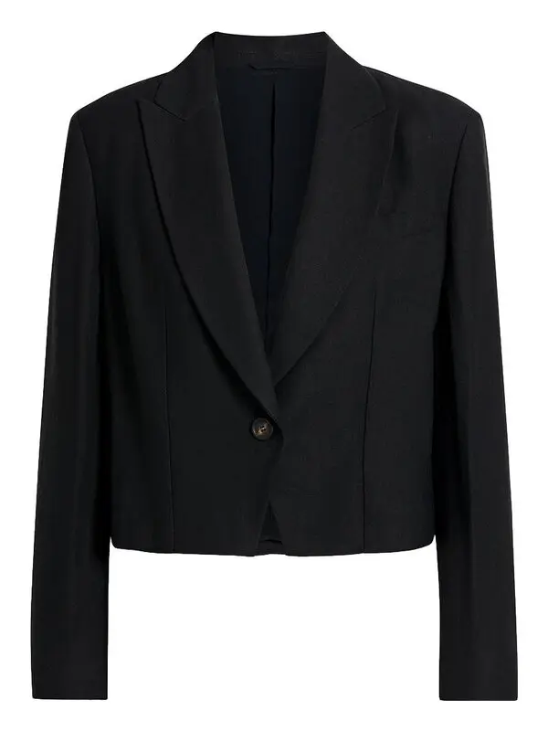 Brunello Cucinelli Cropped Twill Blazer - Black