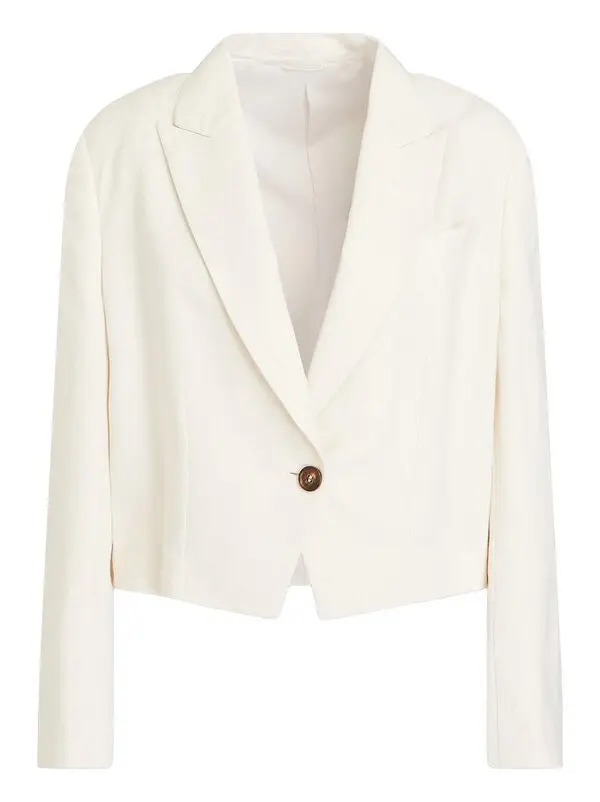 Brunello Cucinelli Cropped Twill Blazer - Ivory