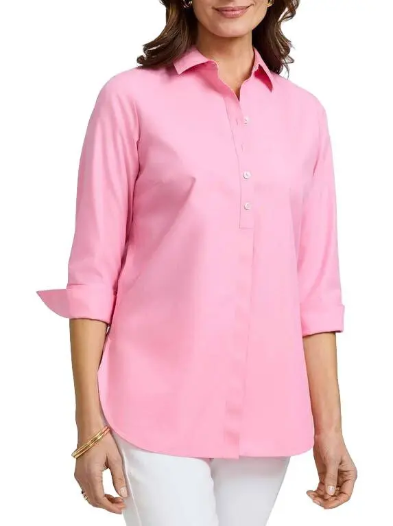 Foxcroft Madison Popover Cotton Oxford Shirt - Pink Sea Glass