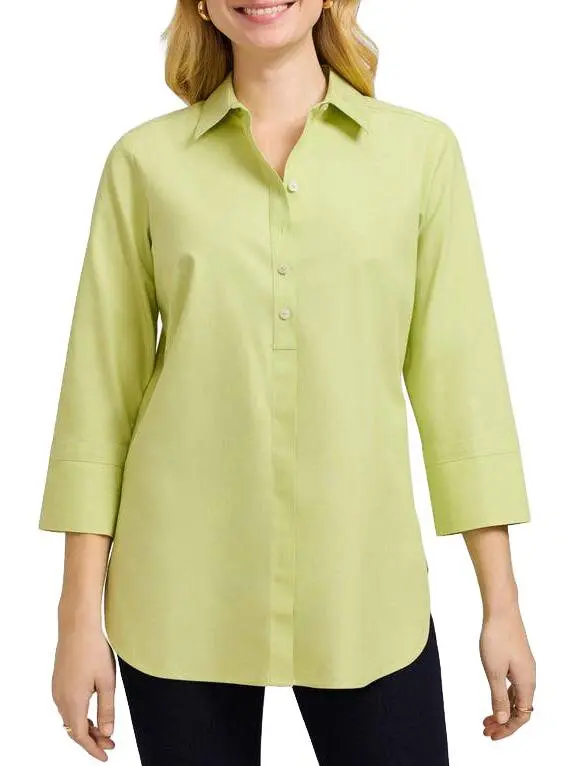 Foxcroft Madison Popover Cotton Oxford Shirt - Pistachio