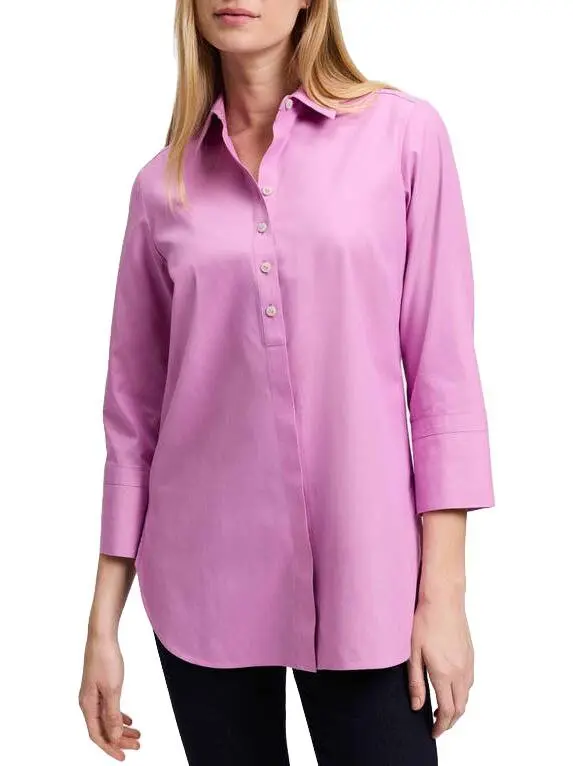 Foxcroft Madison Popover Cotton Oxford Shirt - Rose Quartz