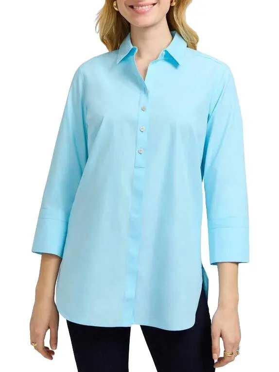 Foxcroft Madison Popover Cotton Oxford Shirt - Soft Aqua