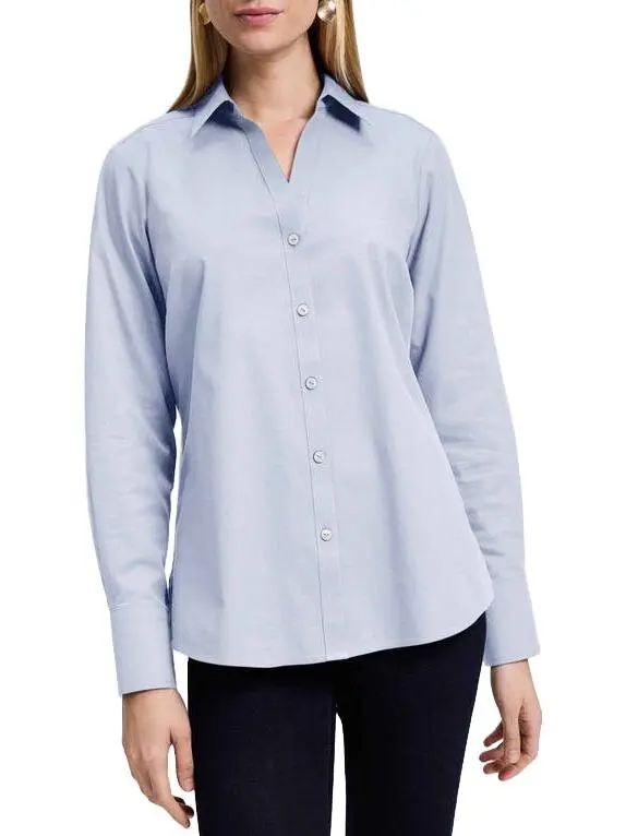 Foxcroft Mary Non-iron Cotton Oxford Button-up Shirt - Blue Wave