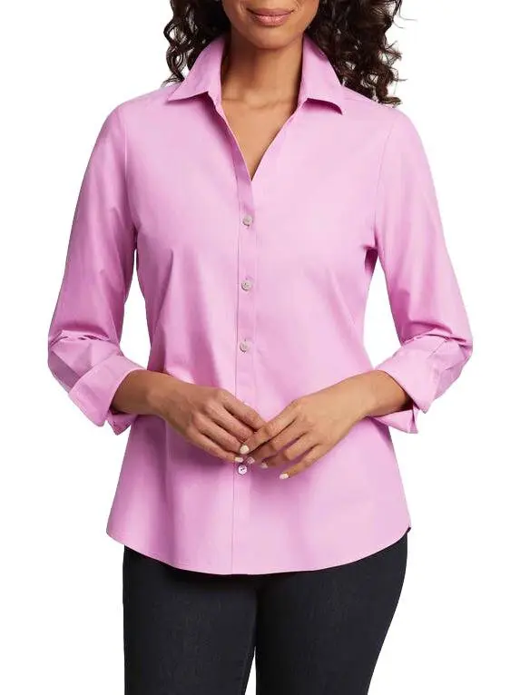 Foxcroft Mary Non-iron Cotton Oxford Button-up Shirt - Rose Quartz