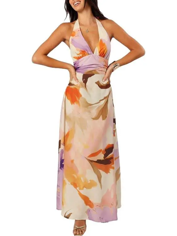 PETAL & PUP Marie Floral Halter Maxi Dress - Multi