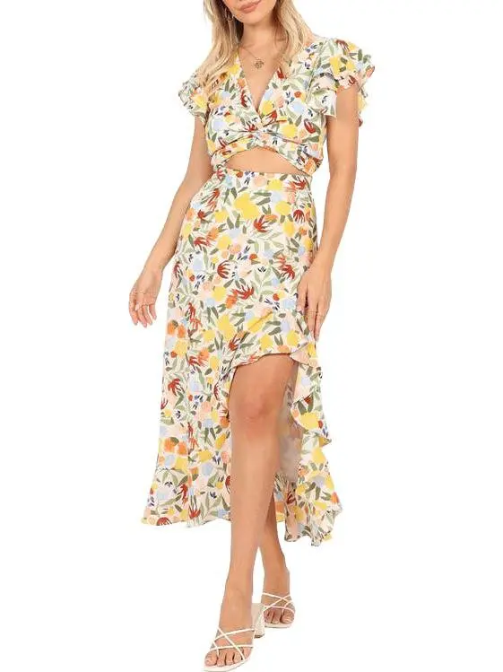 PETAL & PUP Lucia Floral Crop Top & Asymmetric Midi Skirt Set - Palermo