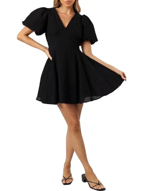 PETAL & PUP Puff Sleeve Mini Dress - Black