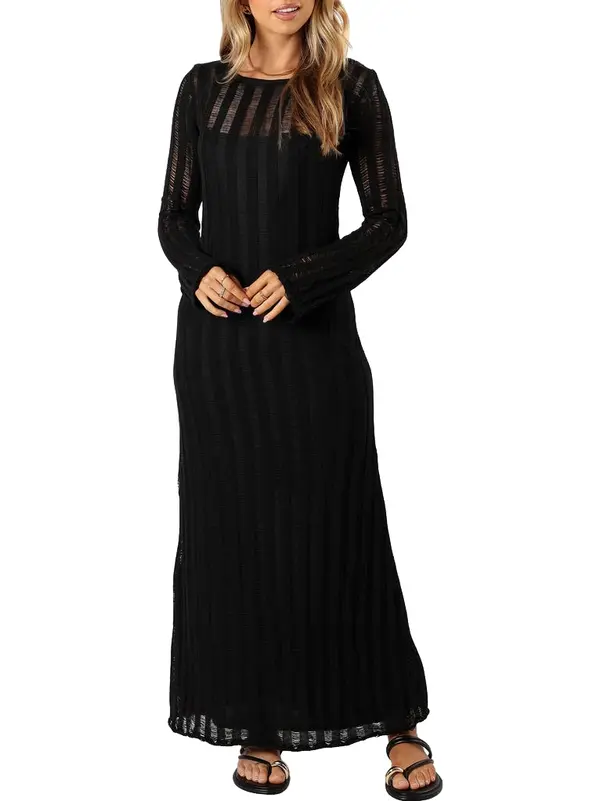 PETAL & PUP Jaye Semisheer Maxi Dress - Black