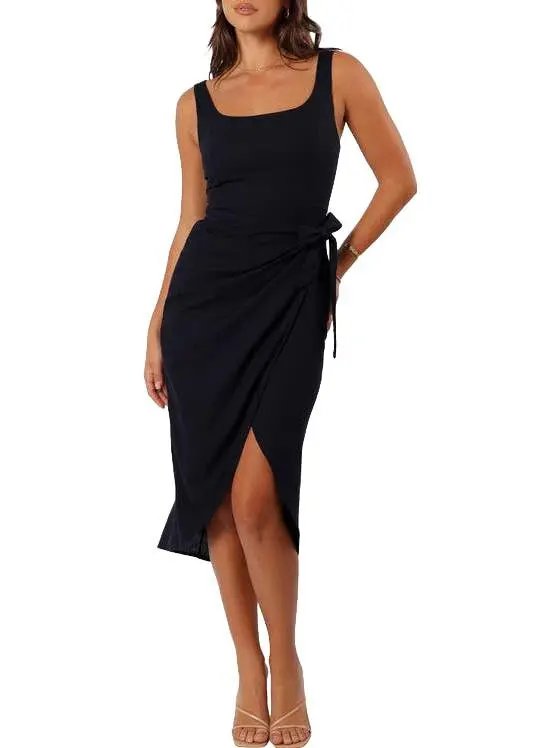 PETAL & PUP Misty Wrap Midi Dress - Navy