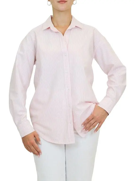 BEACHLUNCHLOUNGE Stripe Oversize Shirt - Pink Chic