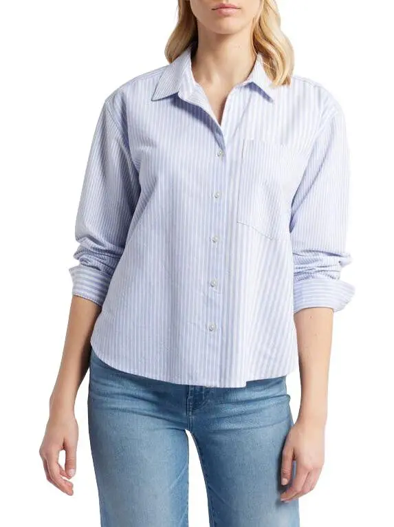 BEACHLUNCHLOUNGE Long Sleeve Striped Shirt - Blue Oxford Multi
