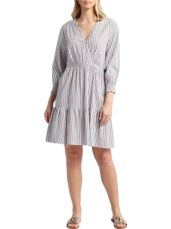BEACHLUNCHLOUNGE Azalea Stripe Tiered Dress - Silver Lining