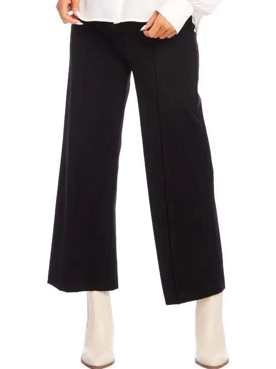 Karen Kane Pintuck Crop Wide Leg Pants - Black