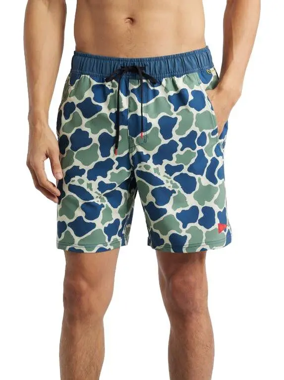 FLORENCE Standard Issue Water Repellent Swim Trunks - Blue Camo