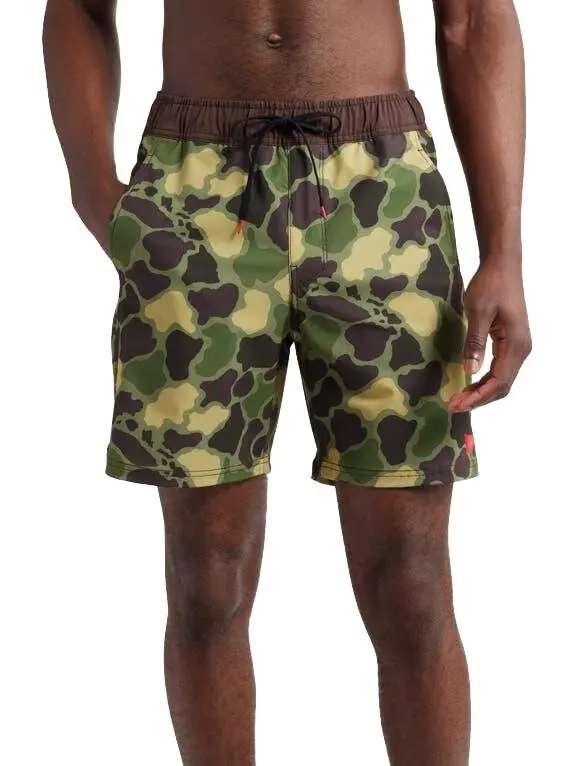 FLORENCE Standard Issue Water Repellent Swim Trunks - Burnt Olive Camo