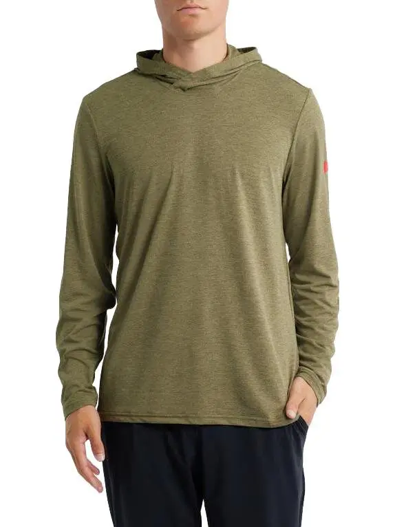 FLORENCE Airtex Long Sleeve Hooded Performance Top - Heather Burnt Olive