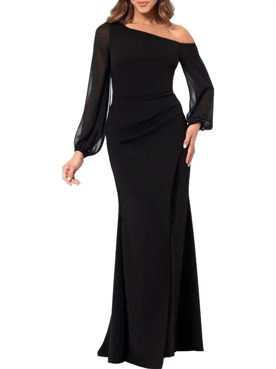 Betsy & Adam Off-the-shoulder Gown - Black