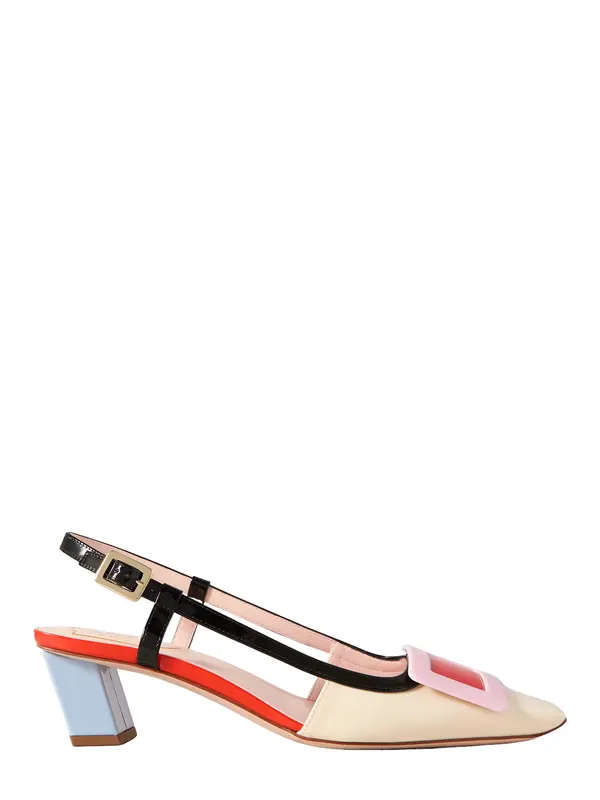 ROGER VIVIER Belle Vivier 45 Patent-leather Slingback Pumps - Multi