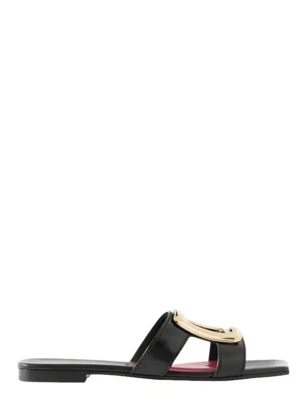 ROGER VIVIER Nagoya Cutout Leather Slides - Black