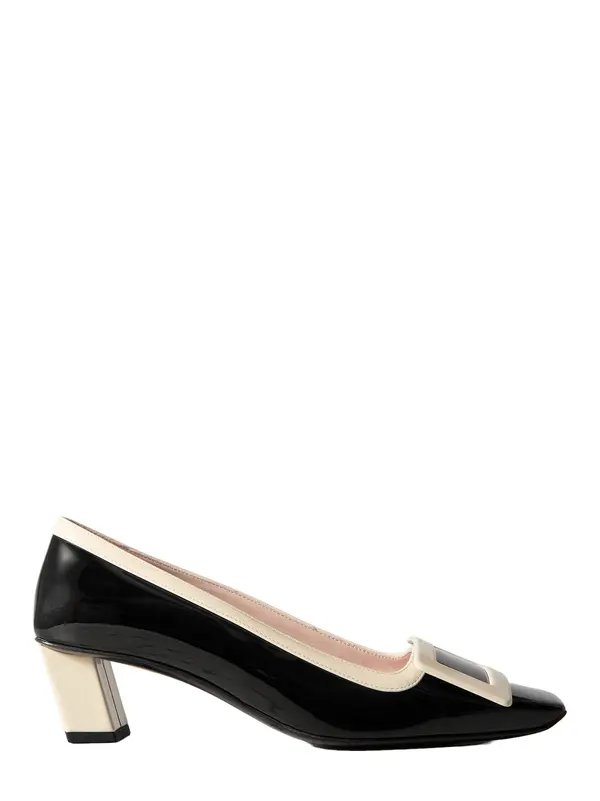 ROGER VIVIER Belle Vivier 45 Two-tone Patent-leather Pumps - Black