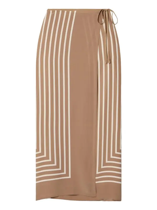 TOTÊME Striped Silk-chiffon Maxi Wrap Skirt - Brown
