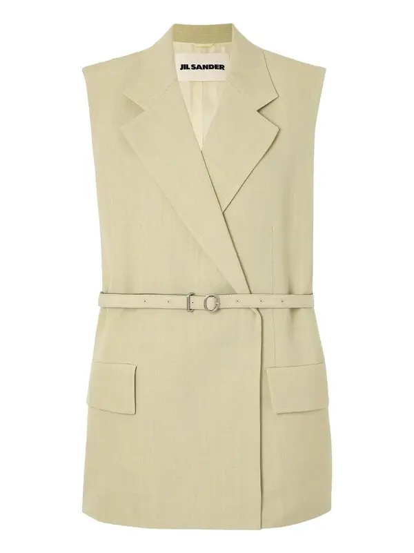 JIL SANDER Belted Woven Vest - Neutrals