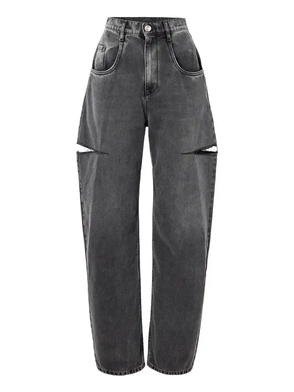 MAISON MARGIELA Cutout High-rise Wide-leg Jeans - Black