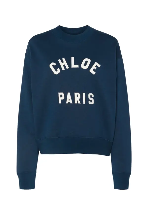 Chloé Mock-neck Logo-patch Sweatshirt - Blue