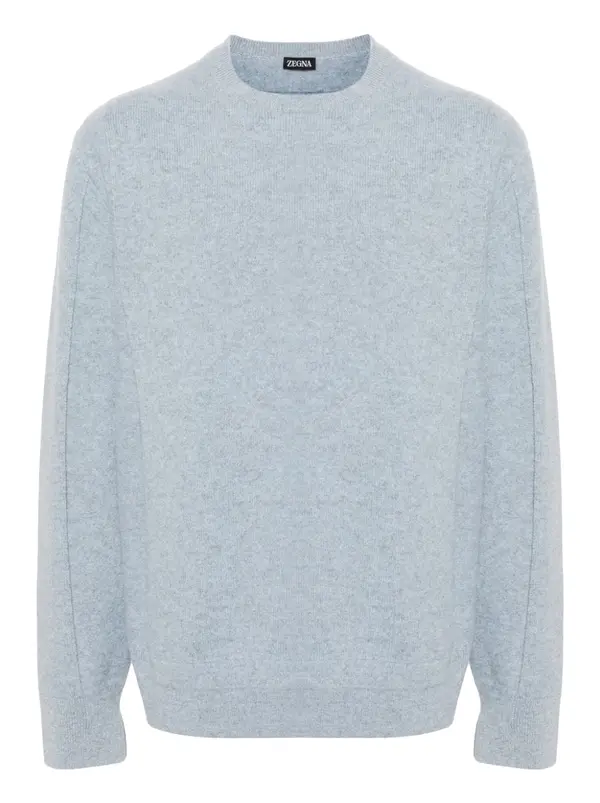 Zegna Brushed Fine-knit Jumper - Blue